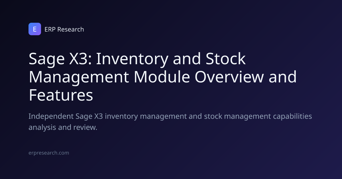 Sage X3: Inventory and Stock Management Module Overview and Features ...