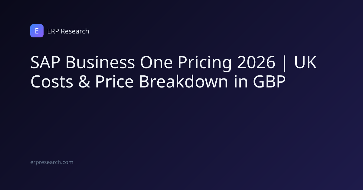 SAP Business One Pricing 2026 | UK Costs & Price Breakdown in GBP | ERP ...