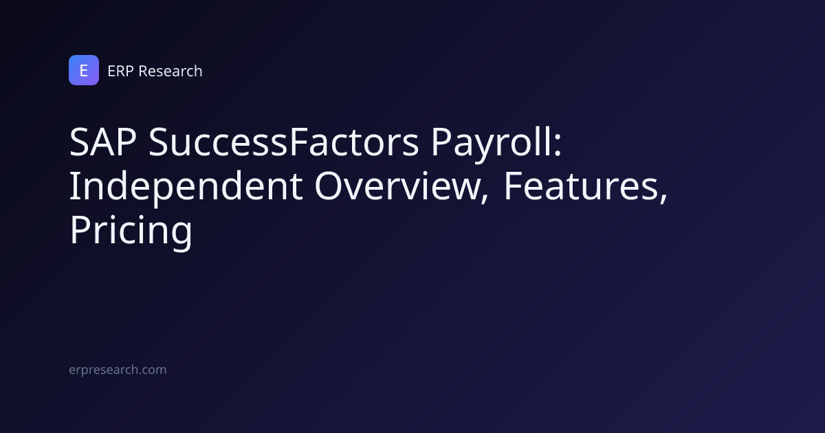 SAP SuccessFactors Payroll: Independent Overview, Features, Pricing ...
